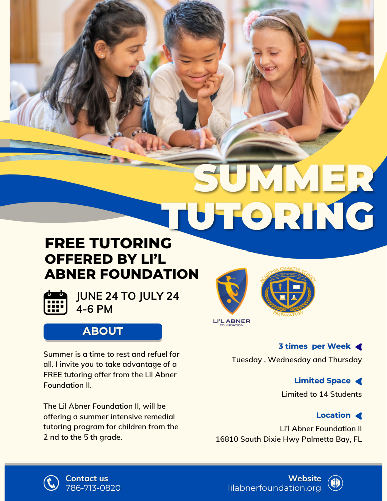FREE Summer Tutoring Program for 2nd–5th Graders – Li'l Abner Foundation